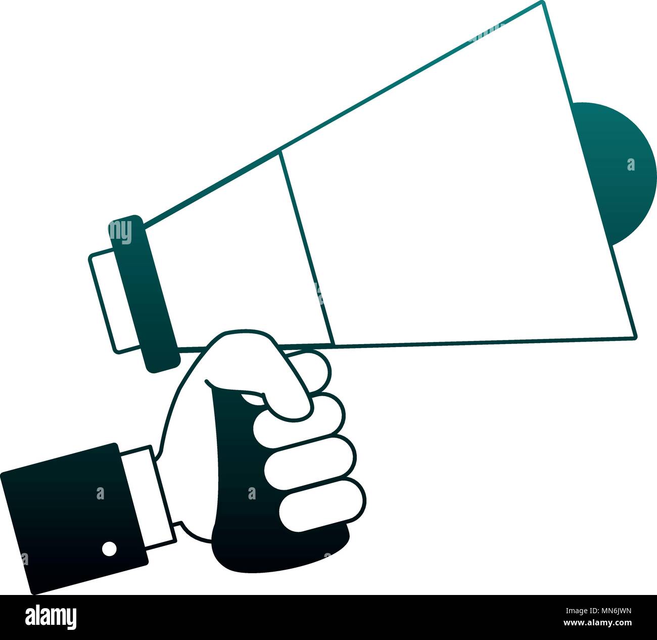 Megaphone symbol in hand Stock Vector Images - Alamy