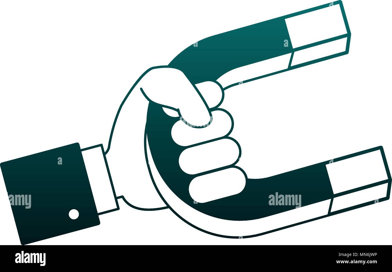 Hand with magnet in blue lines Stock Vector Image & Art - Alamy