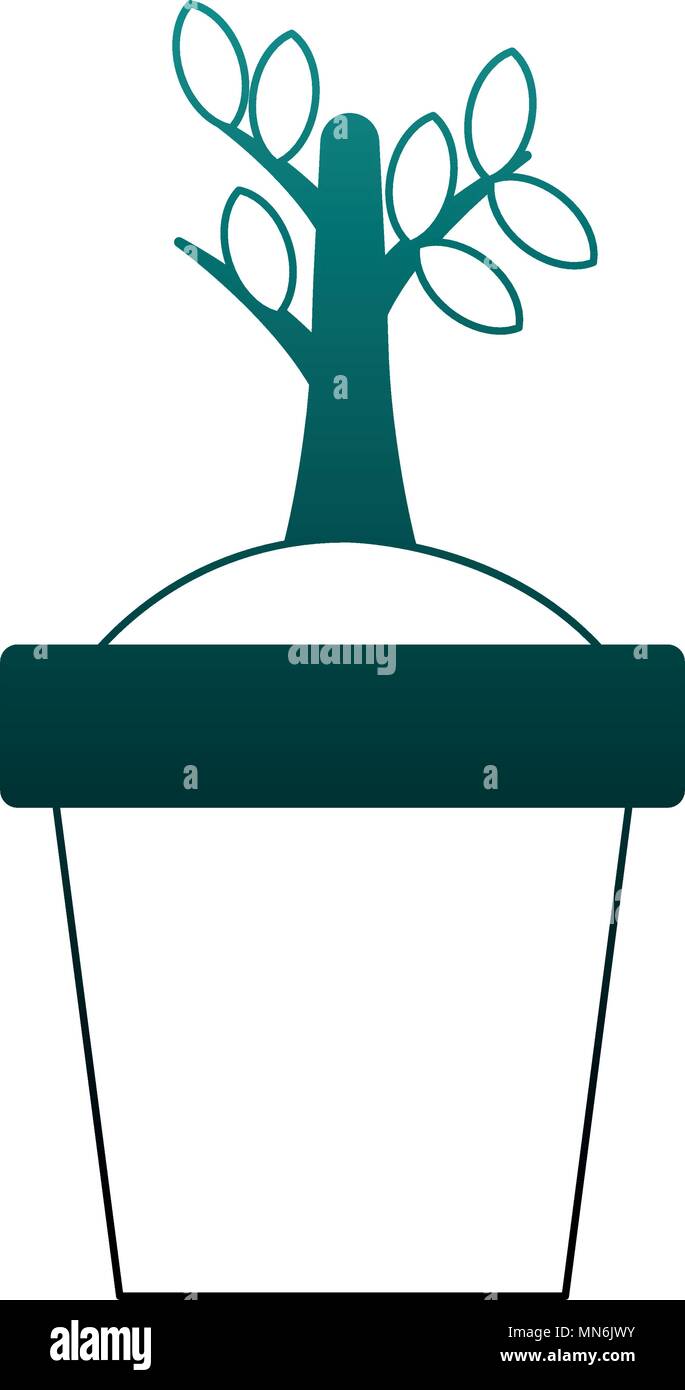 Plant in pot symbol in blue lines Stock Vector Image & Art - Alamy