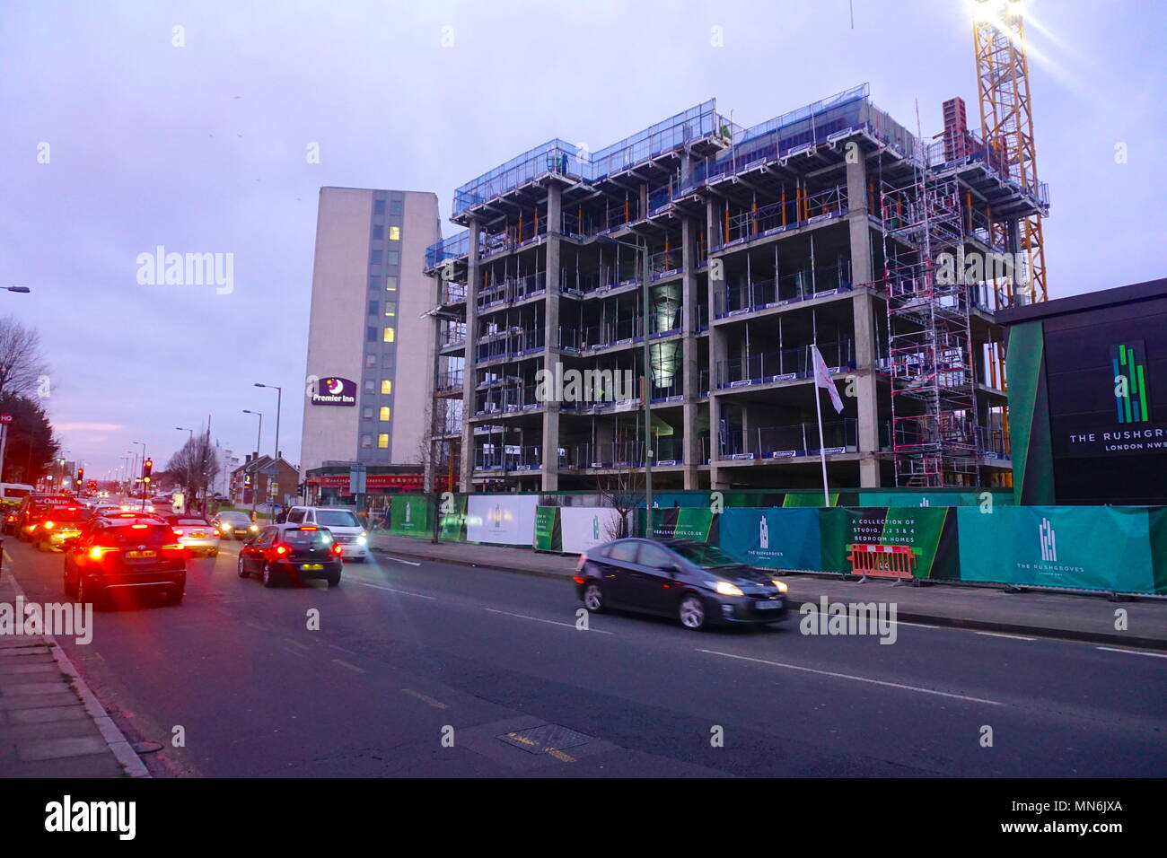 Building under construction in Colindale on Edgware Rd, A5, London ...