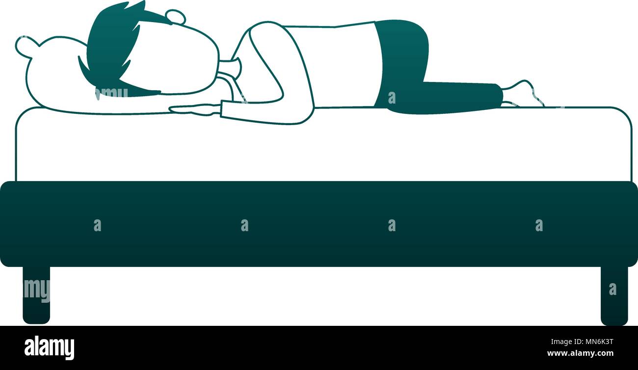 Man sleeping in bed in blue lines Stock Vector Image & Art - Alamy