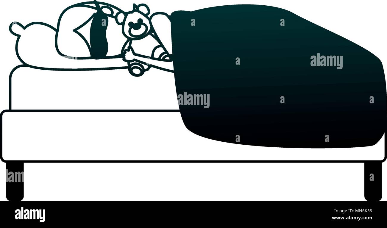 Woman sleeping in bed in blue lines Stock Vector Image & Art - Alamy