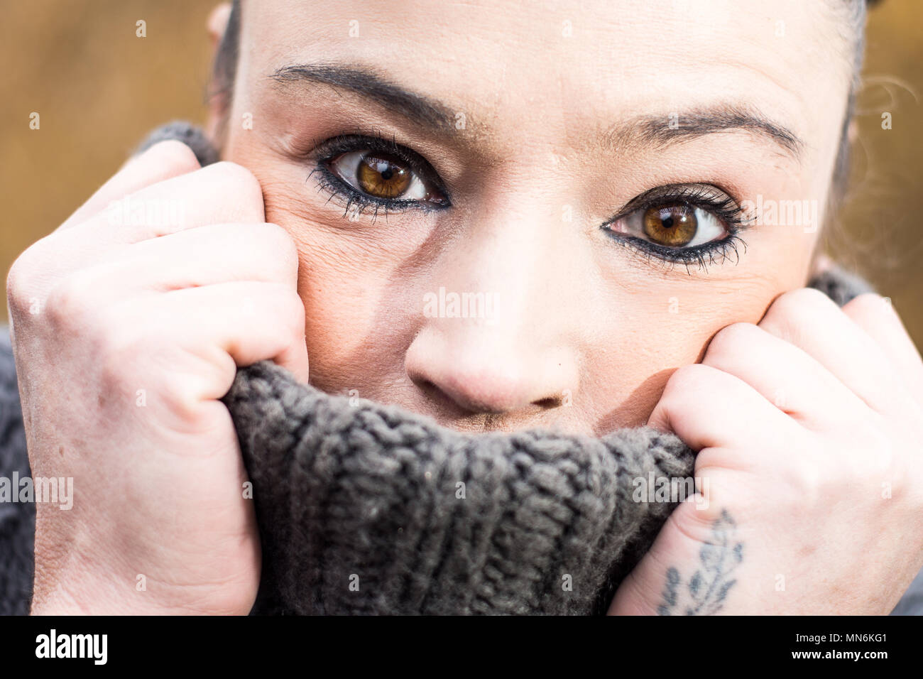 Scared female face hi-res stock photography and images - Alamy