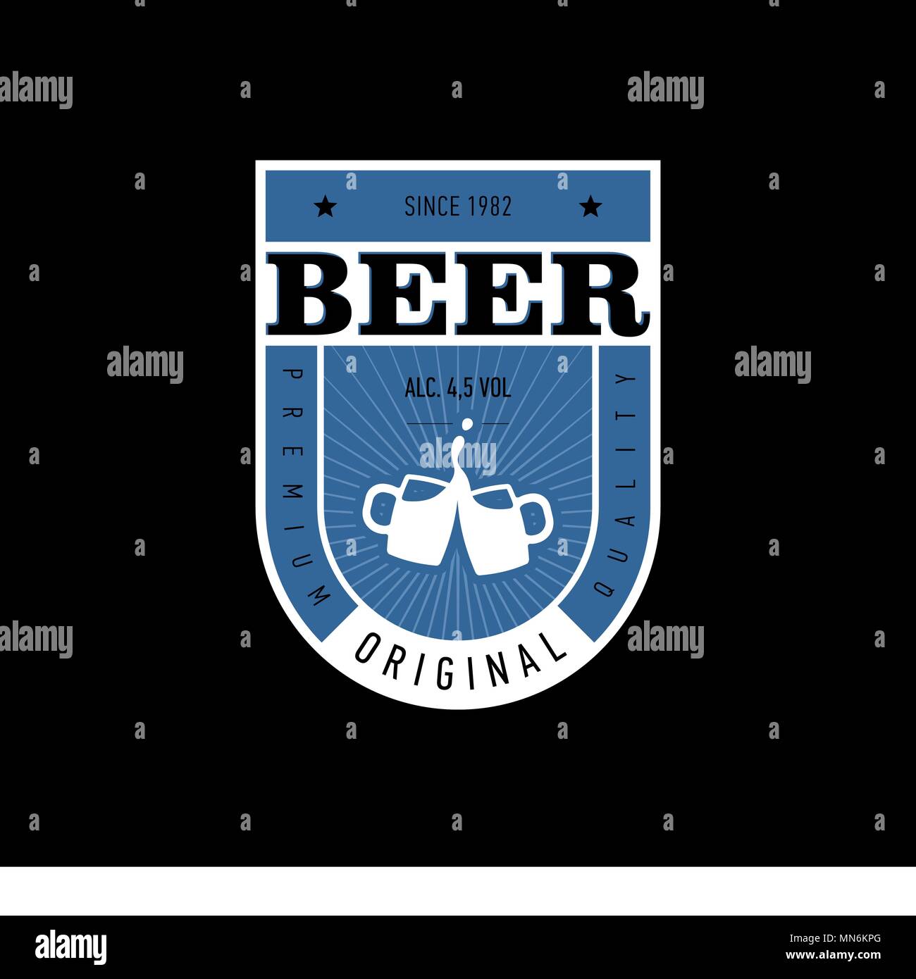 Beer label with picture of beer mugs. sign for beer company Stock ...