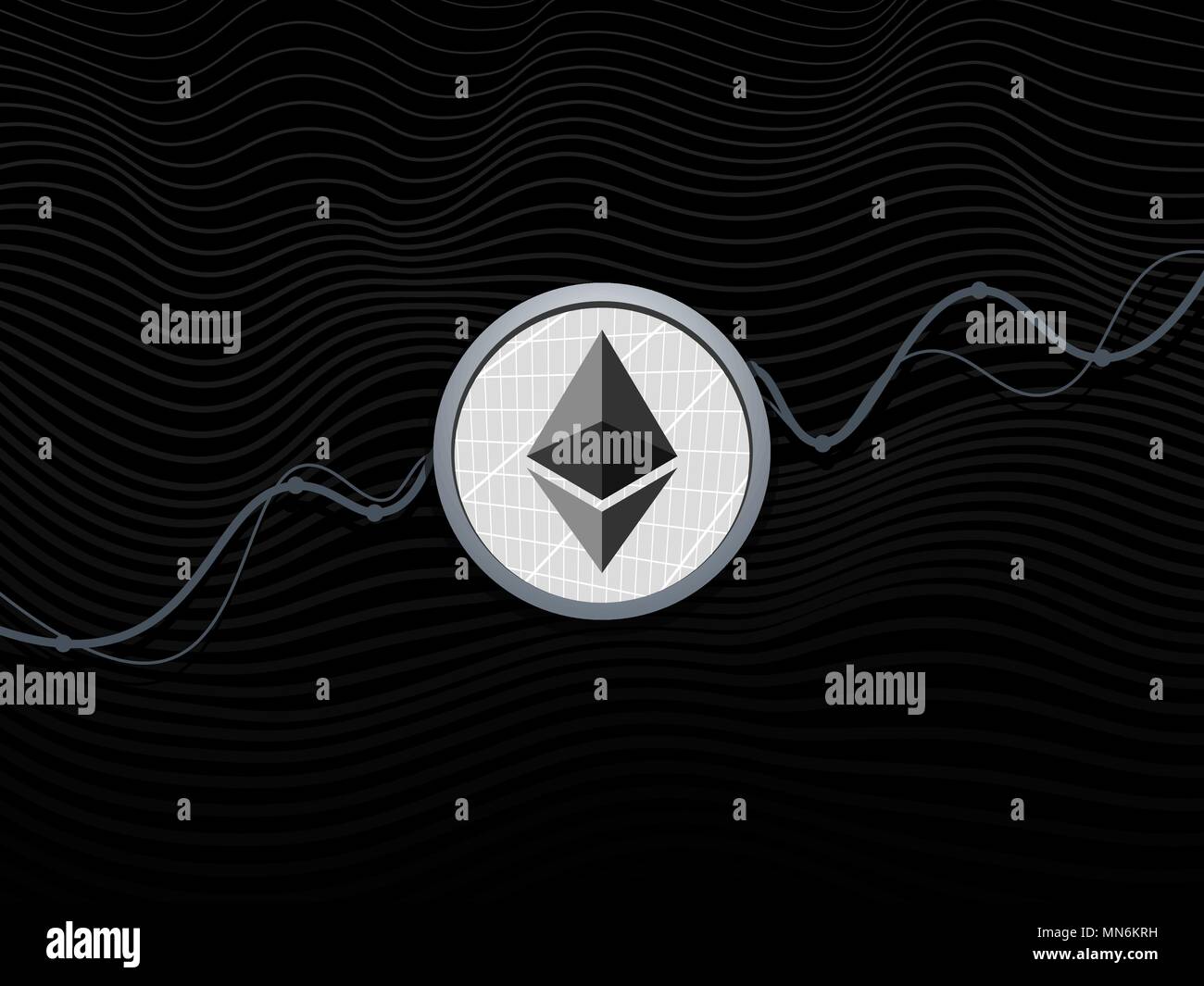 ethereum against black positive graphics. Background. Sign of ...
