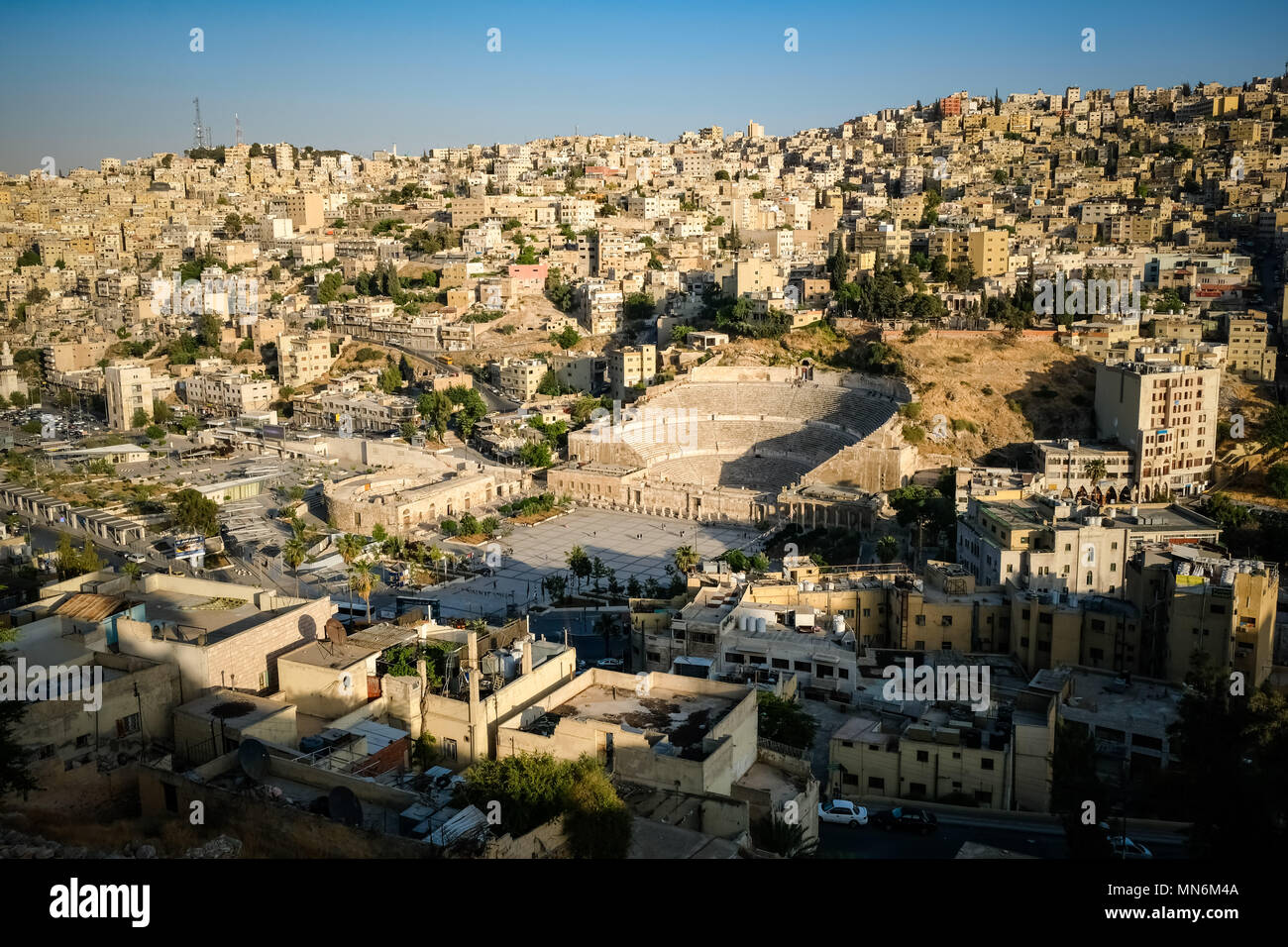 View on the roman theater ruins in old Amman Stock Photo - Alamy