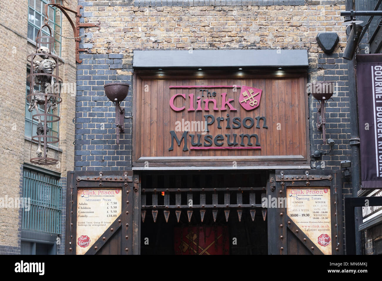 SOUTHWARK, LONDON-SEPTEMBER 7,2017: Entrance of the Clink Prison Museum ...