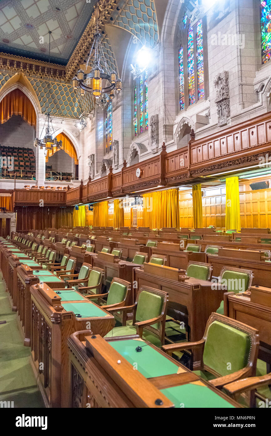 Interior of the Federal Parliament Building of Canada: House of Commons ...