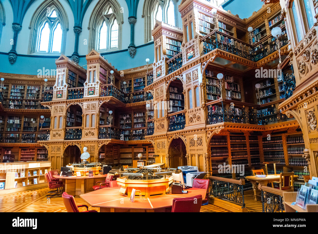 Interior of the Federal Parliament Building of Canada: National Library ...