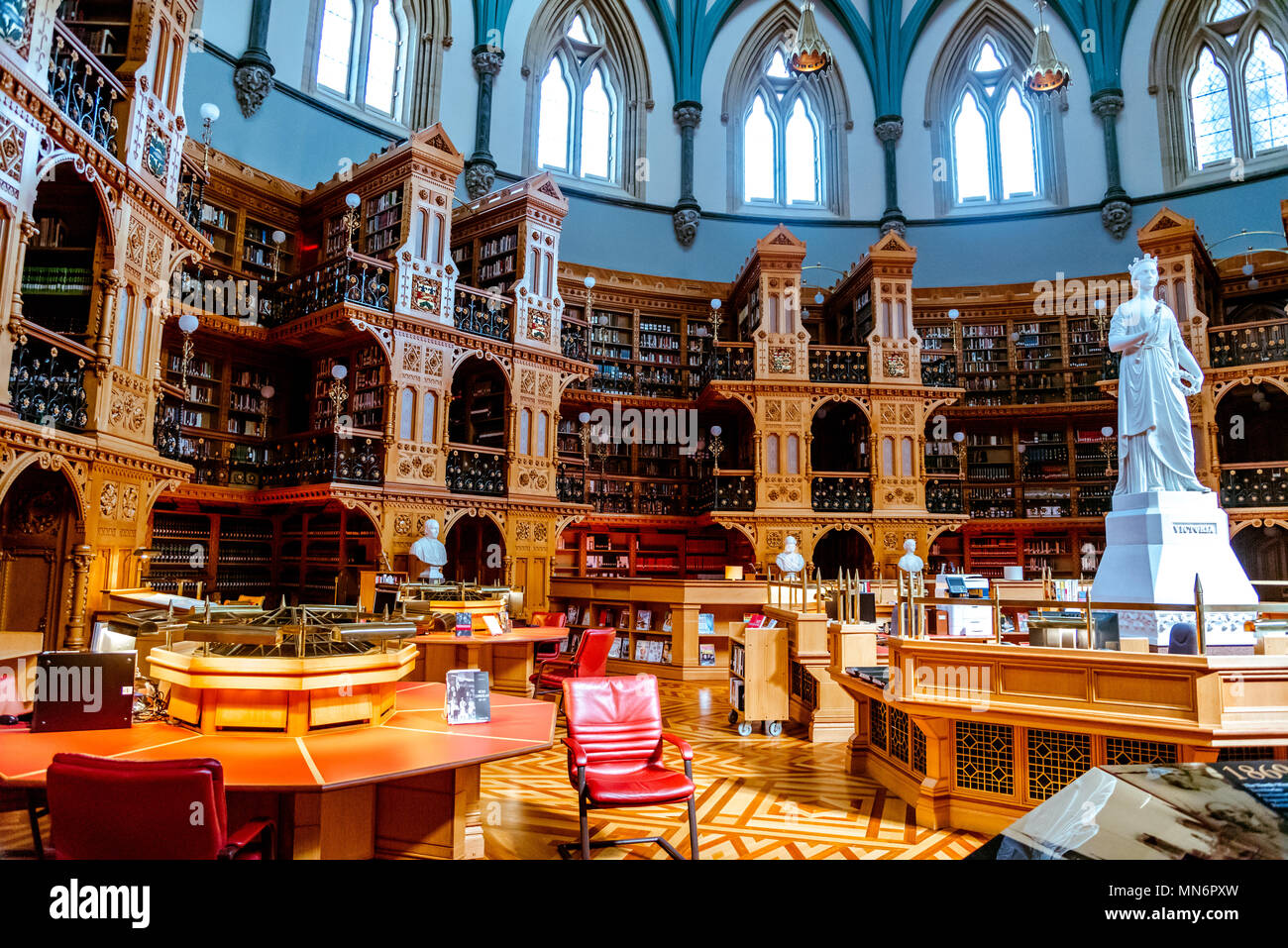 Interior of the Federal Parliament Building of Canada: National Library ...