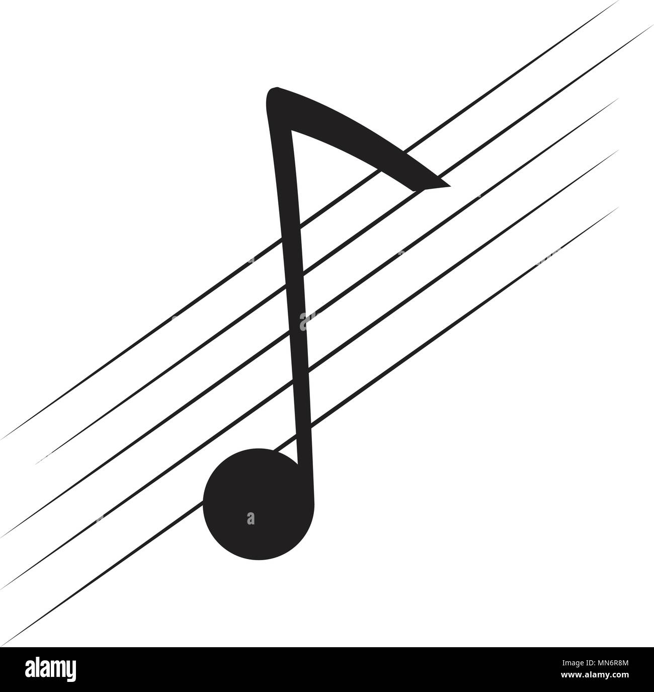 Isolated eighth note on a pentagram. Vector illustration design Stock ...