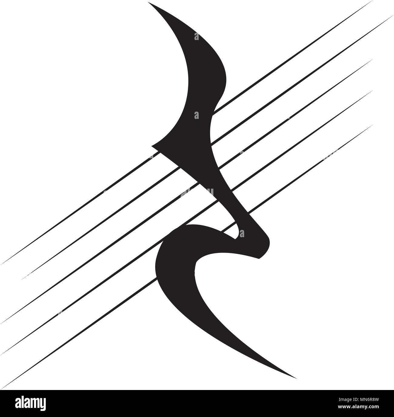 Isolated quarter rest note on a pentagram. Vector illustration design ...