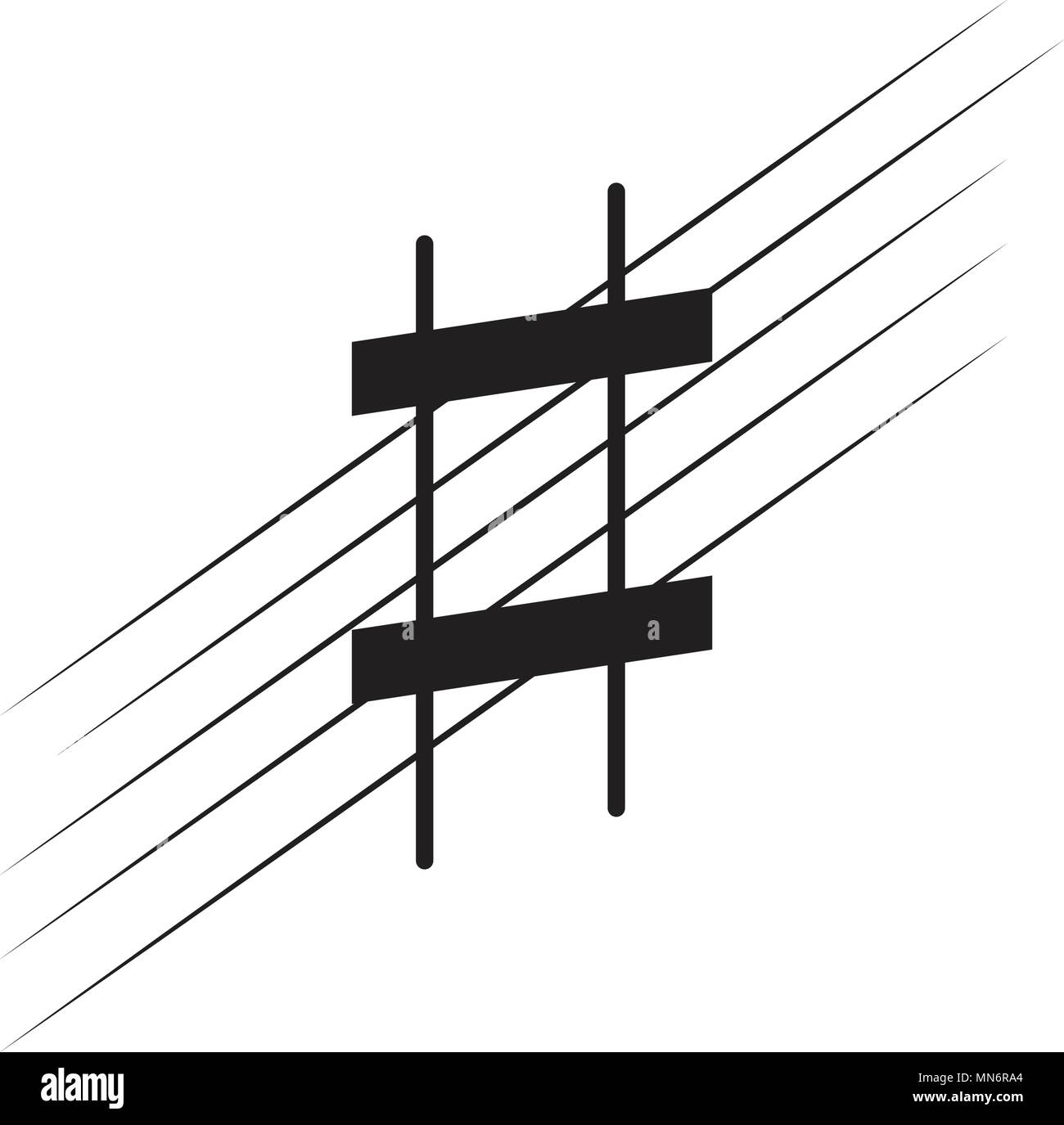 Isolated sharp key signature on a pentagram. Vector illustration design ...