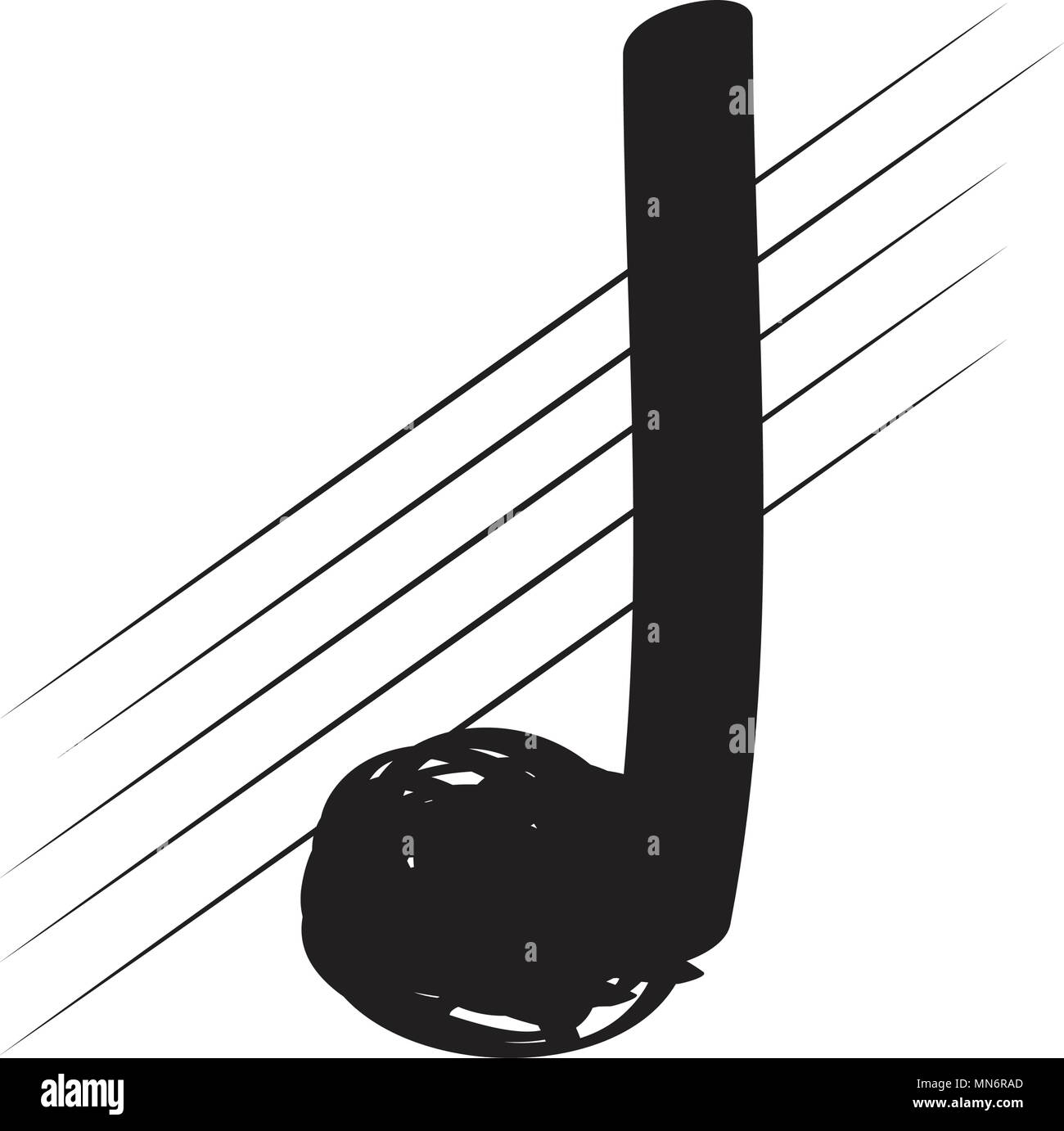 Sketch of a quarter note on a pentagram. Vector illustration design ...