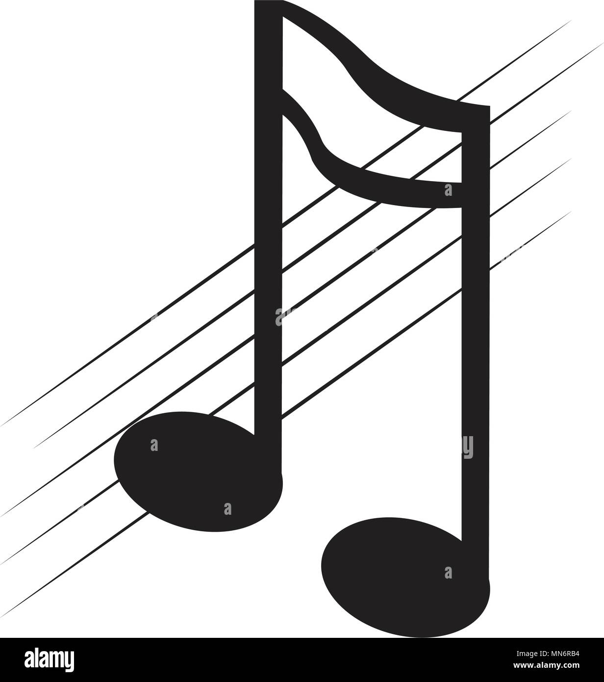 Isolated sixteenth note on a pentagram. Vector illustration design ...