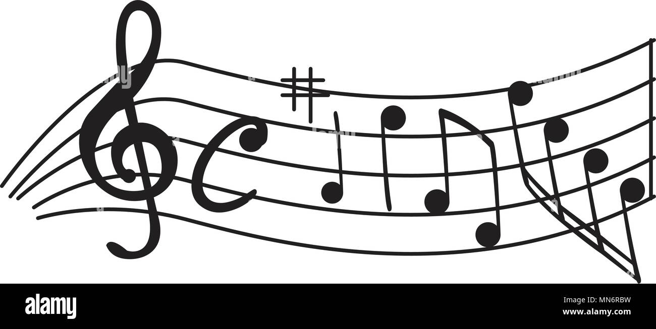 Set of musical notes on a pentagram. Vector illustration design Stock ...