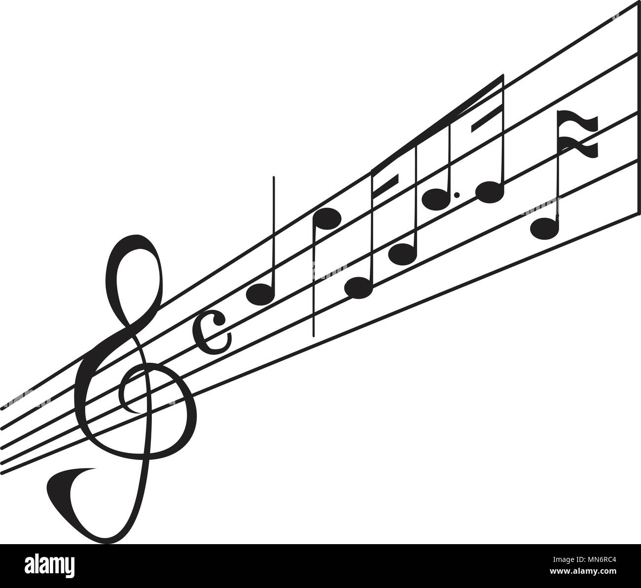 Set of musical notes on a pentagram. Vector illustration design Stock ...