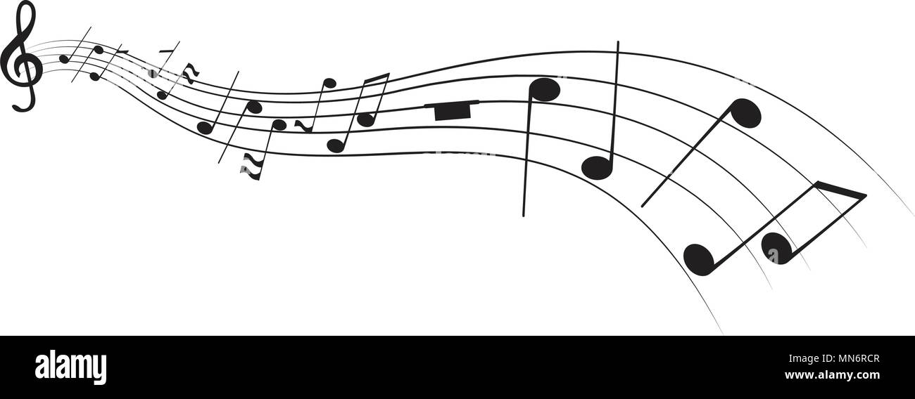 Set of musical notes on a pentagram. Vector illustration design Stock ...