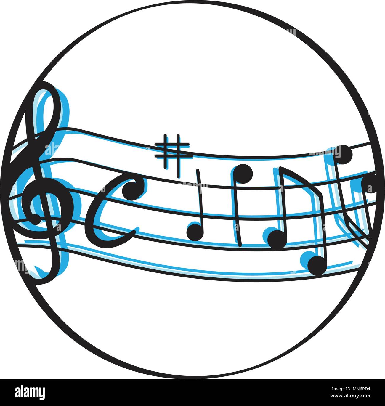 Set of musical notes on a pentagram. Vector illustration design Stock ...