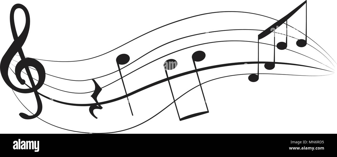 Set of musical notes on a pentagram. Vector illustration design Stock ...