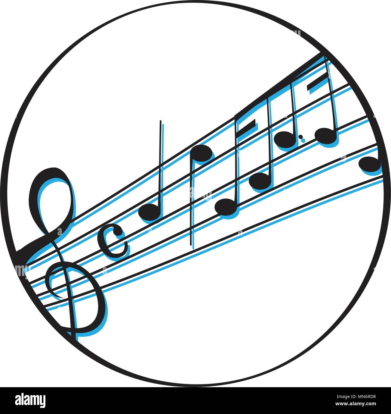 Set of musical notes on a pentagram. Vector illustration design Stock ...