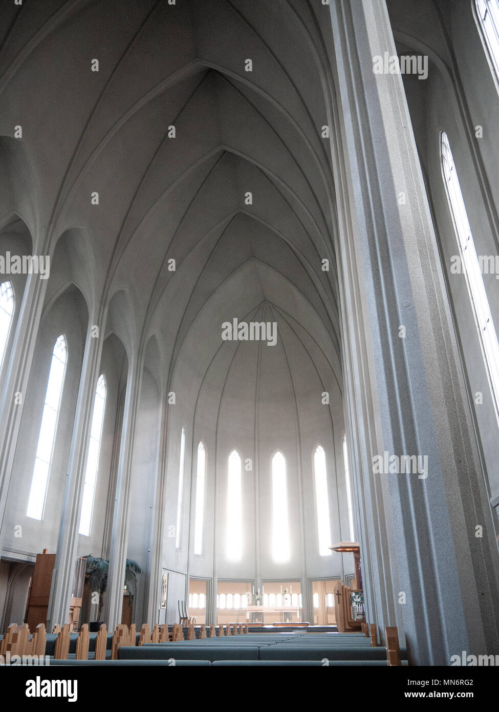 Interior arches of Hallgrimskirkja, Reykjavik, Iceland Stock Photo - Alamy