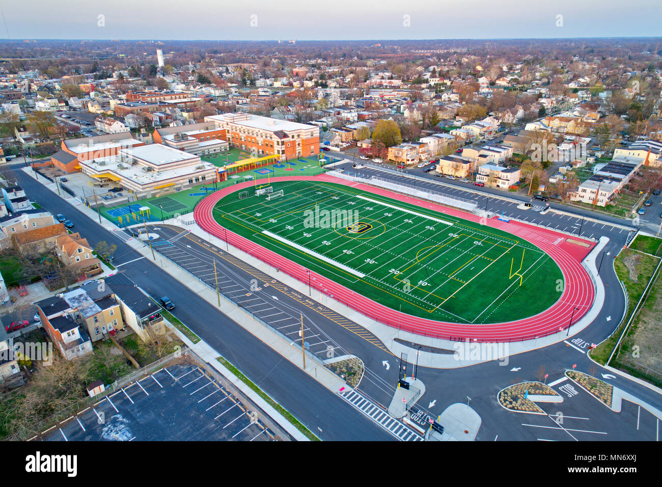 Aerial View Football Field Stock Photo - Alamy