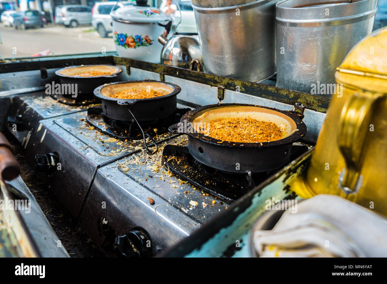 Sweet Martabak On The Frying Pan Stock Photo - Alamy