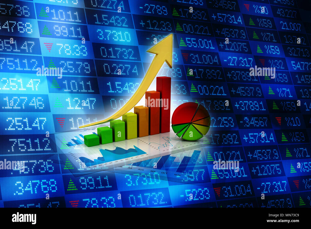 Business graph and documents. 3d rendering Stock Photo - Alamy