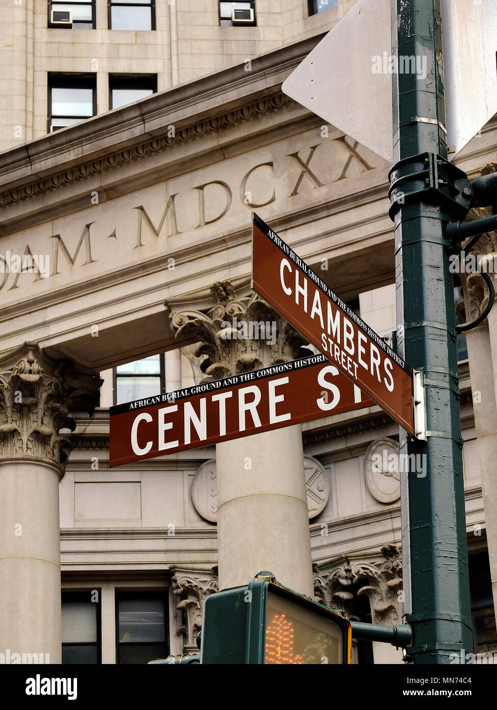 New York City Street Signage - Chambers and Centre Stock Photo - Alamy