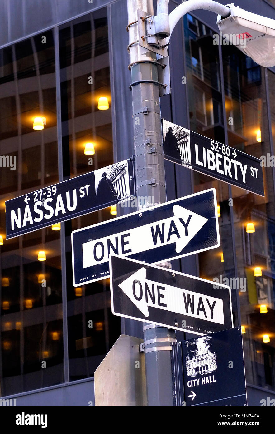 New York City Street Signage - Nassau and Liberty Stock Photo - Alamy