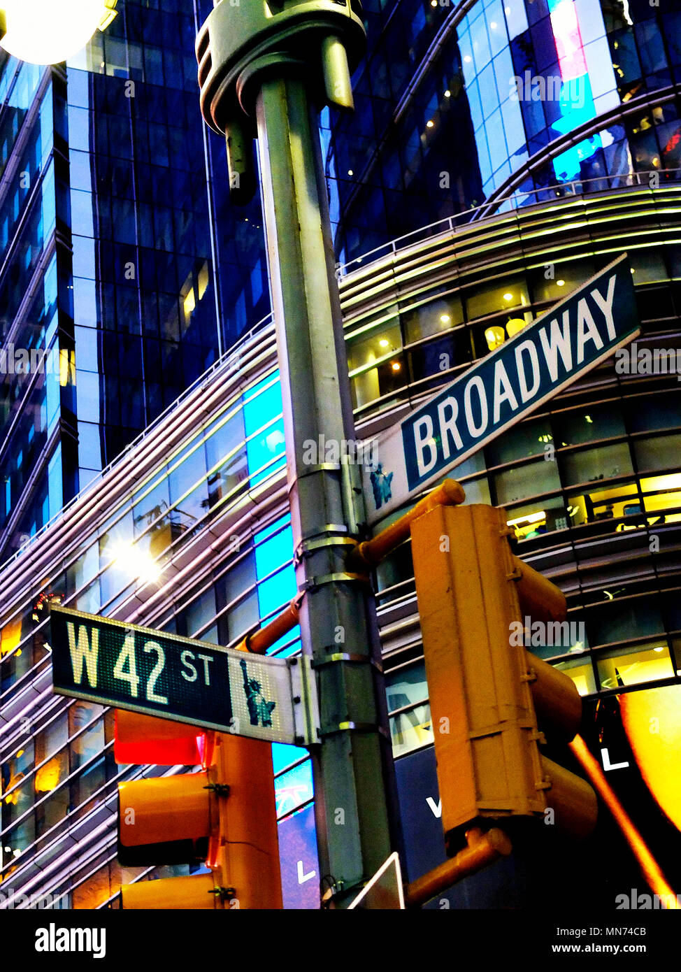 New York City Street Signage - Broadway and 42nd Stock Photo - Alamy