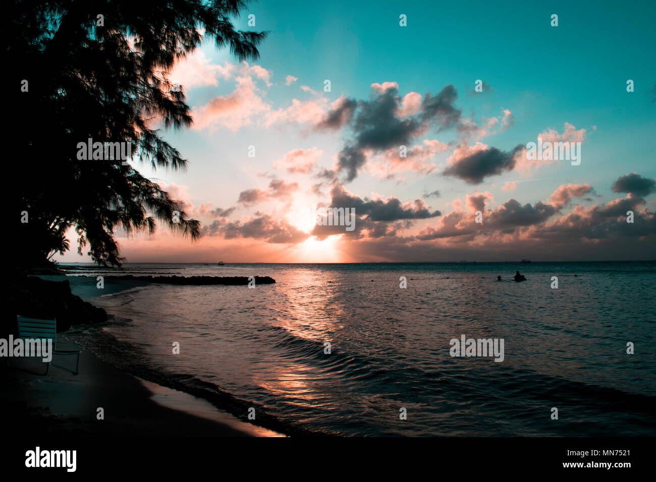 Sunset in the Caribbean Stock Photo - Alamy
