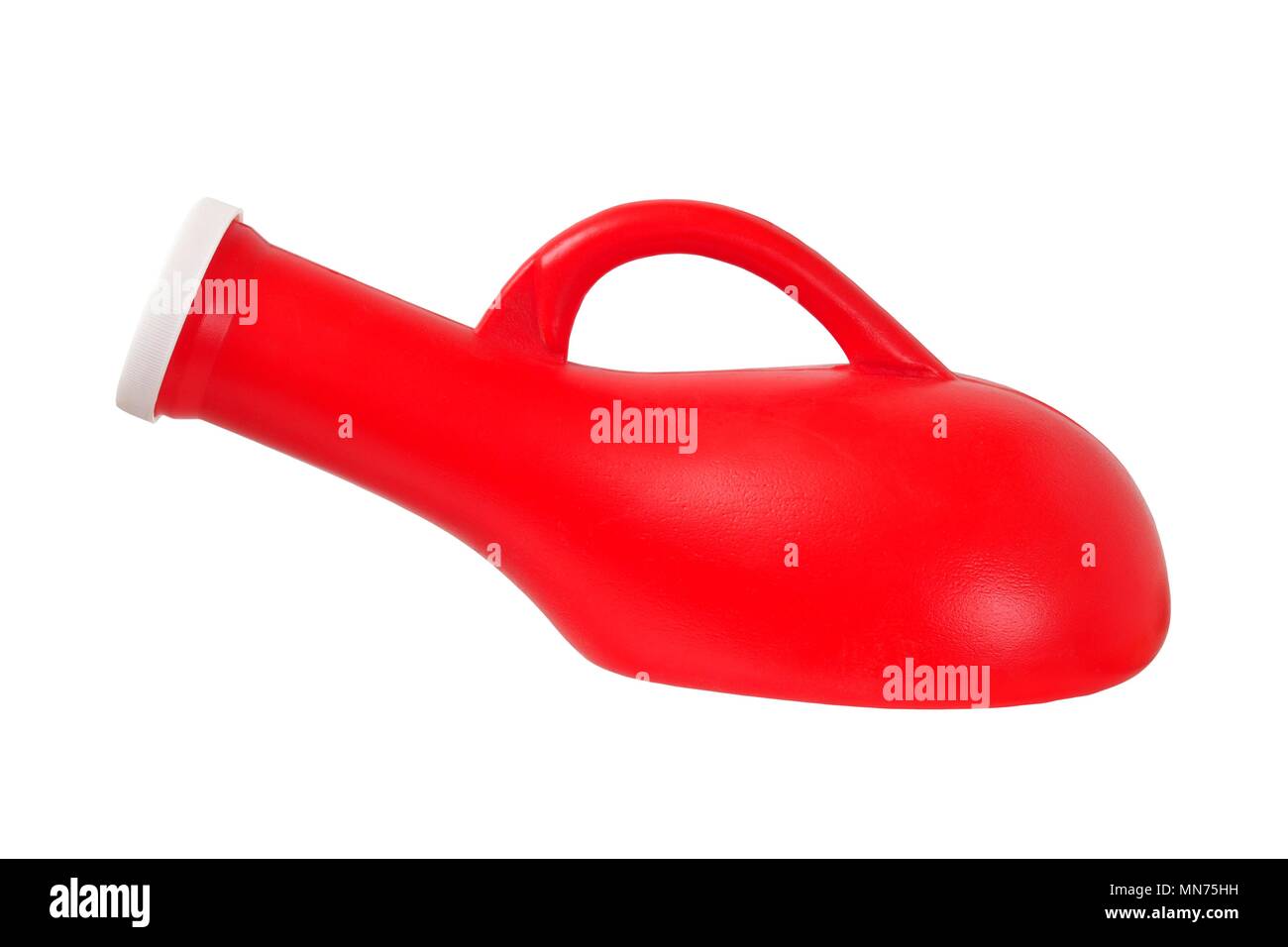 Red portable urinal isolated on white background Stock Photo - Alamy