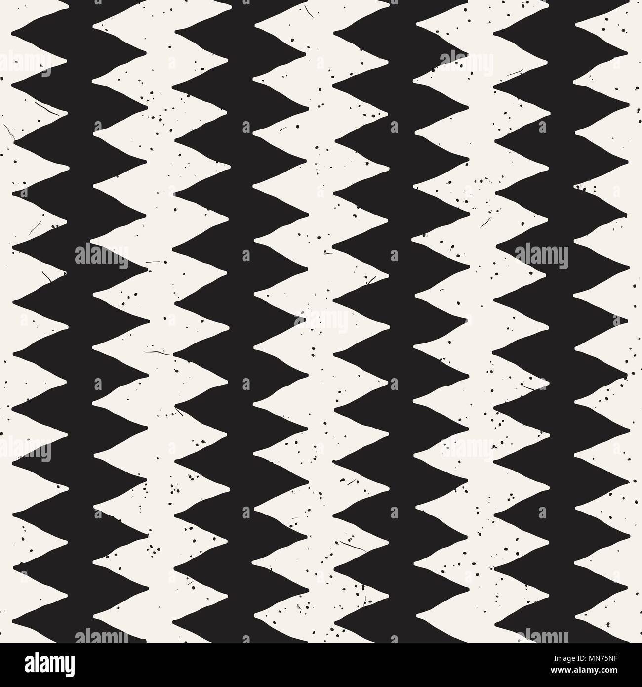 Hand drawn style abstract seamless pattern in black and white. Retro ...