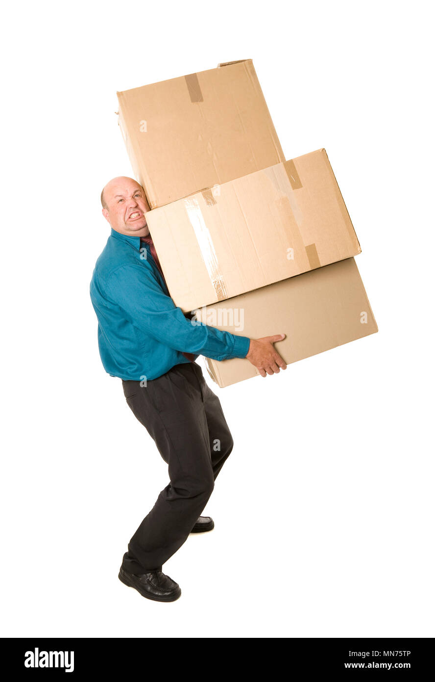 Delivery man carrying large box hi-res stock photography and images - Alamy
