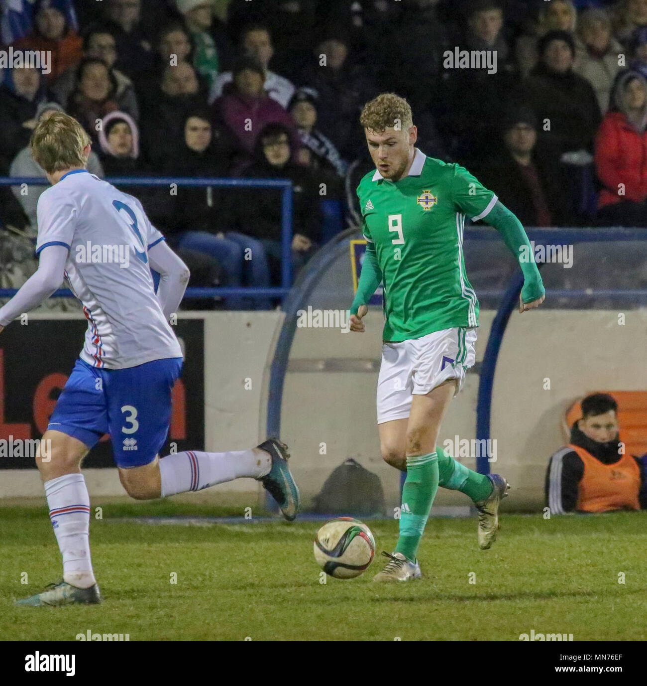 Ben Kennedy playing for the Northern Ireland Under 21 team at Coleraine ...
