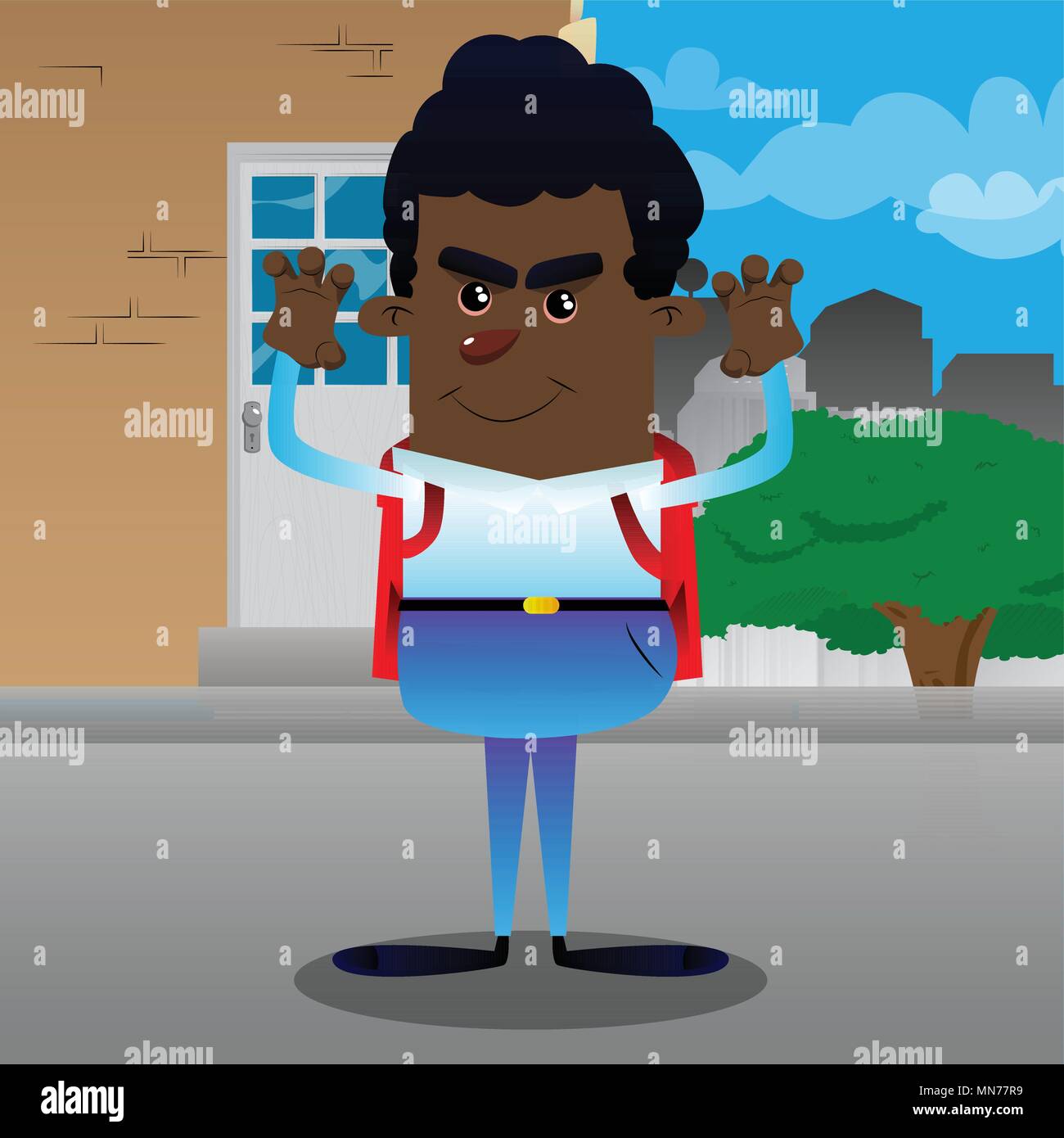 Schoolboy is trying to scare you. Vector cartoon character illustration ...