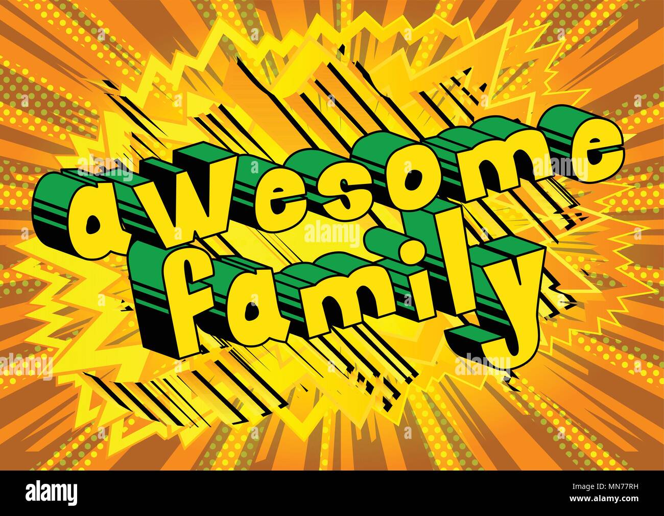 Awesome Family - Comic book style phrase on abstract background Stock ...