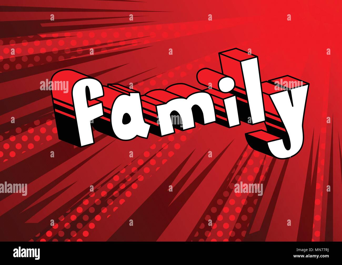 Family - Comic book style phrase on abstract background Stock Vector ...