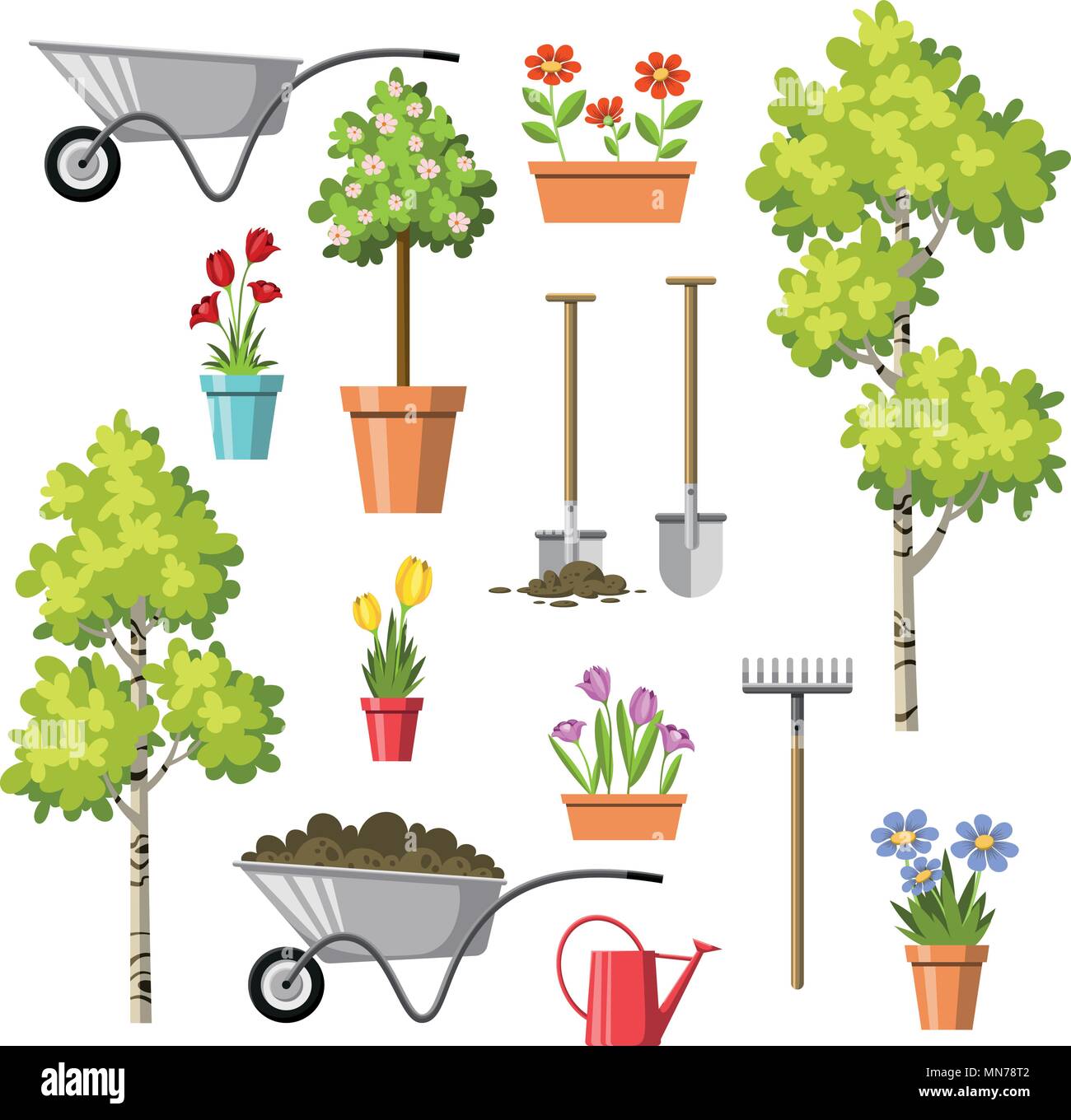 Wheelbarrow garden Stock Vector Images - Alamy