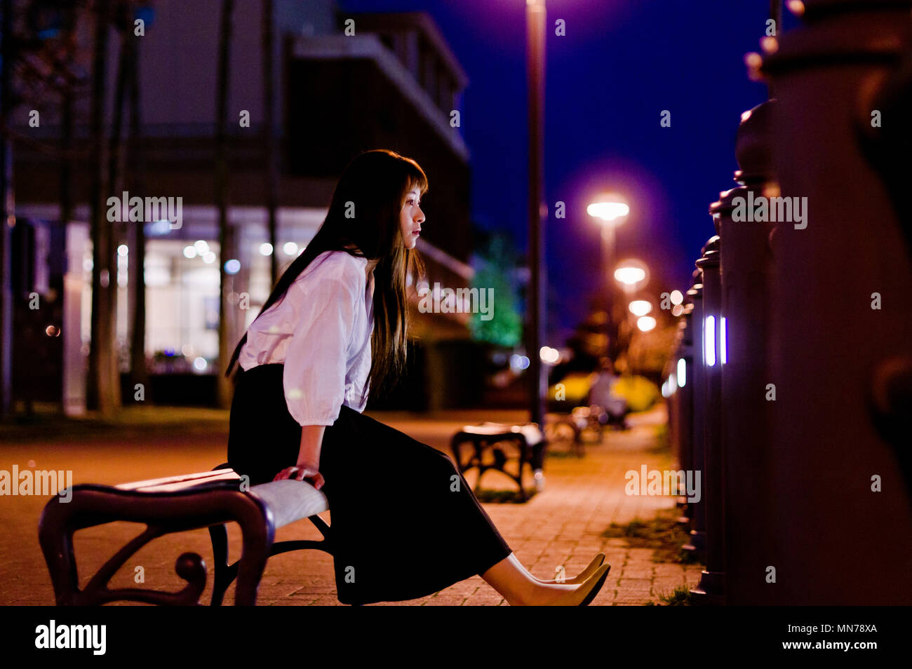 Street Bench At Night