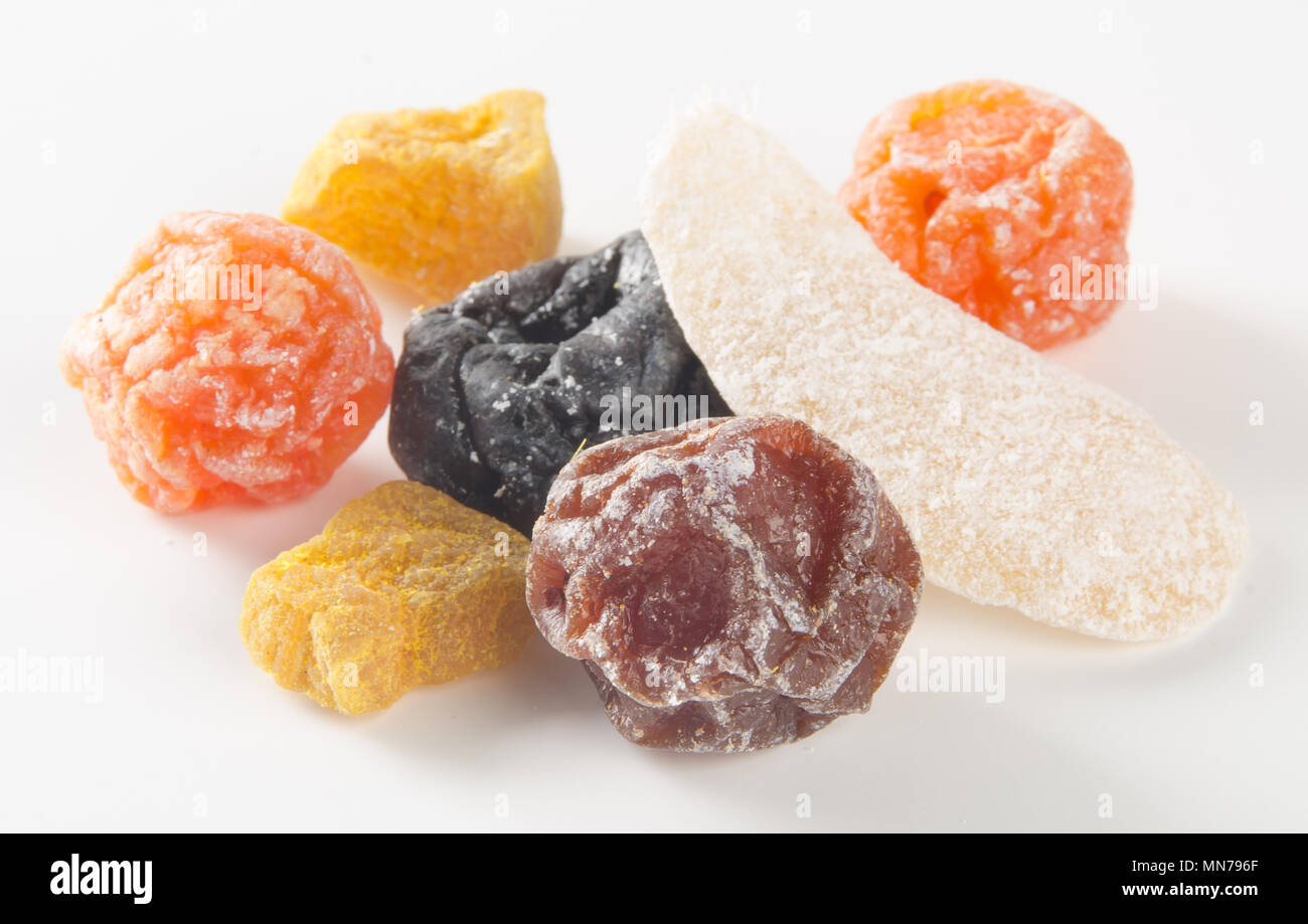 preserved fruits or mix preserved fruits on the background Stock Photo ...