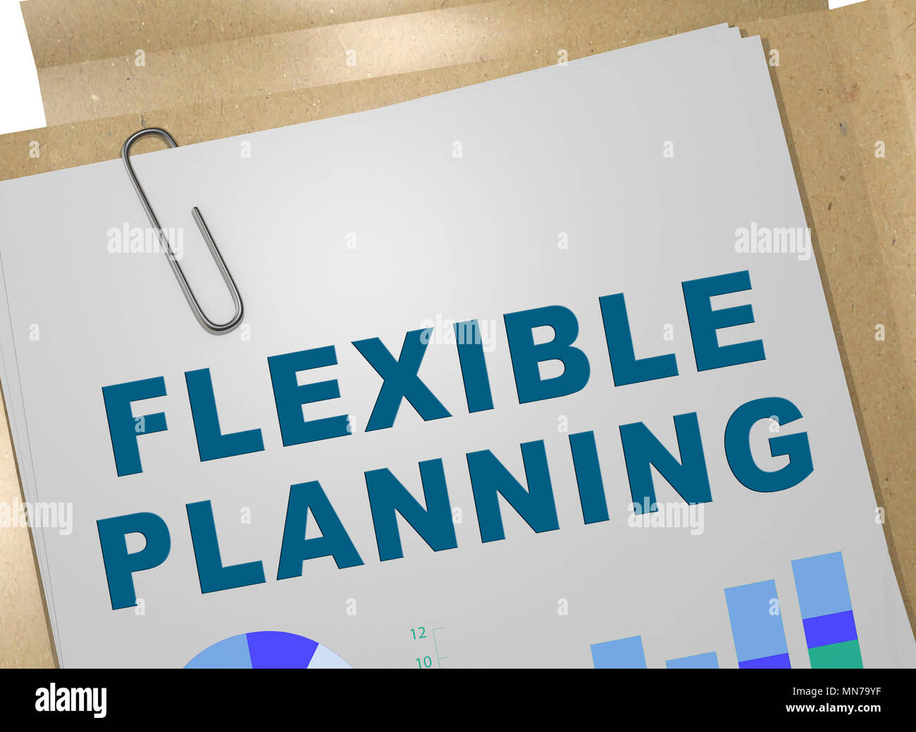 3D illustration of FLEXIBLE PLANNING title on business document Stock ...