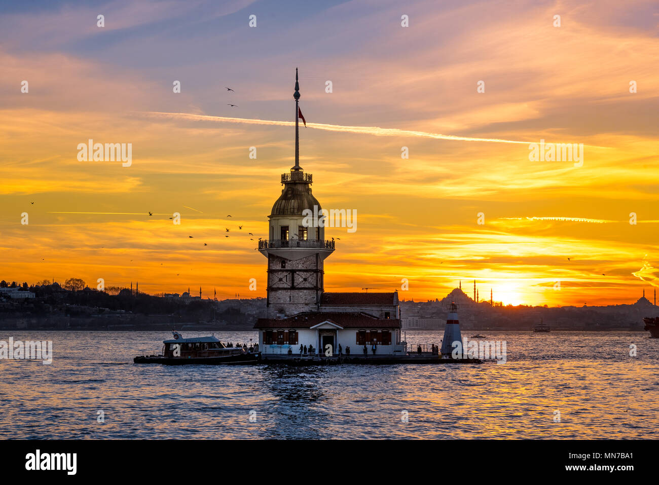 TURKEY -ISTANBUL:5 MARCH 2017 ,Maiden Tower,medieval building ...