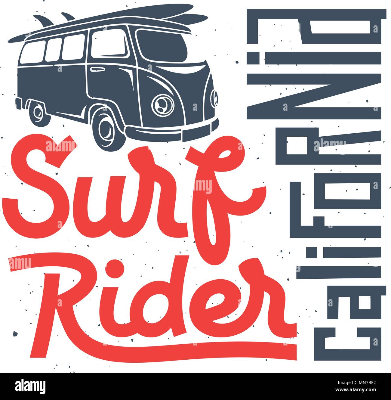 Surfing artwork. Surf California textured lettering. T-shirt apparel ...