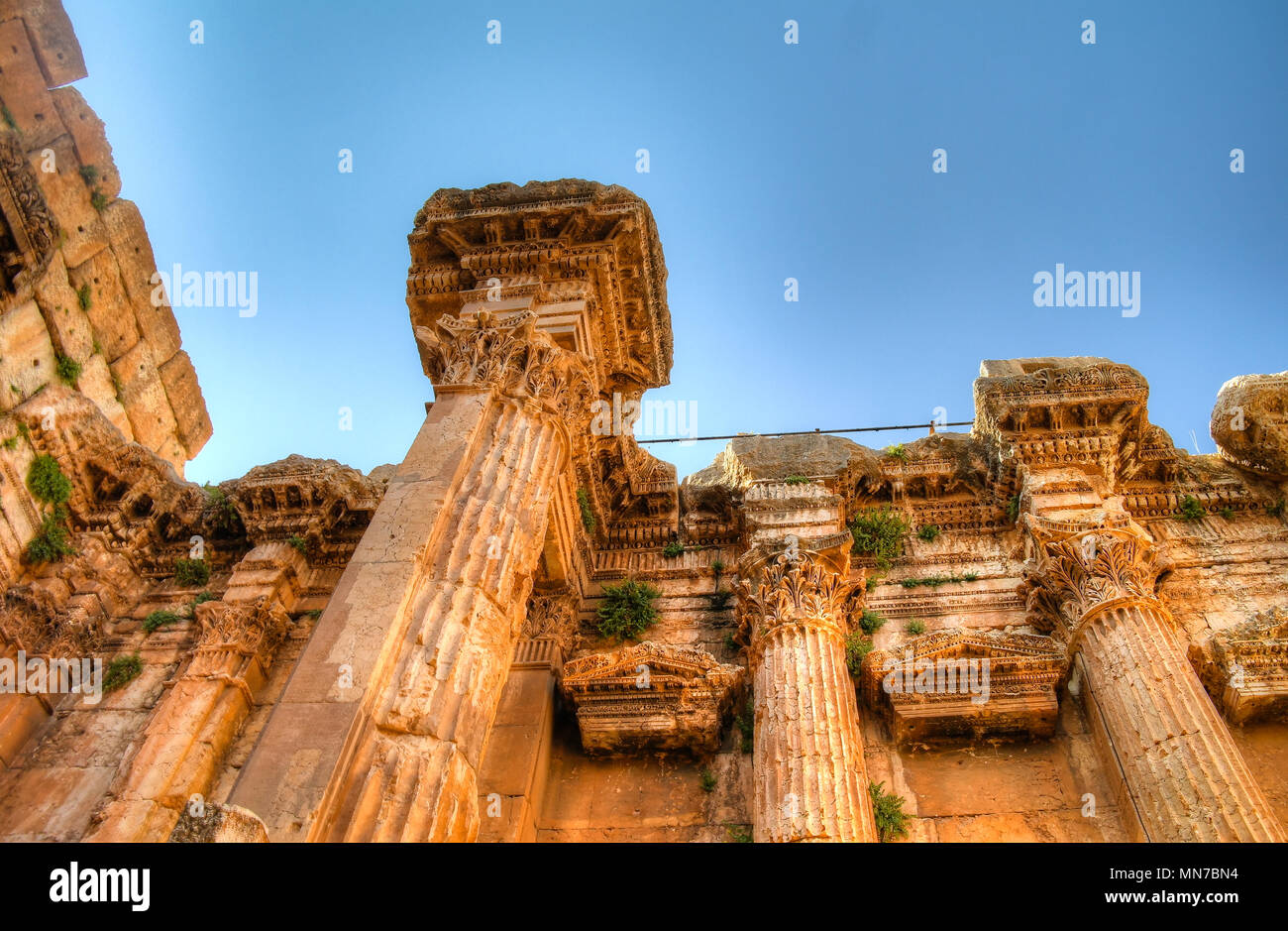 Ruins of Bacchus temple in Baalbek at Bekaa valley Lebanon Stock Photo ...