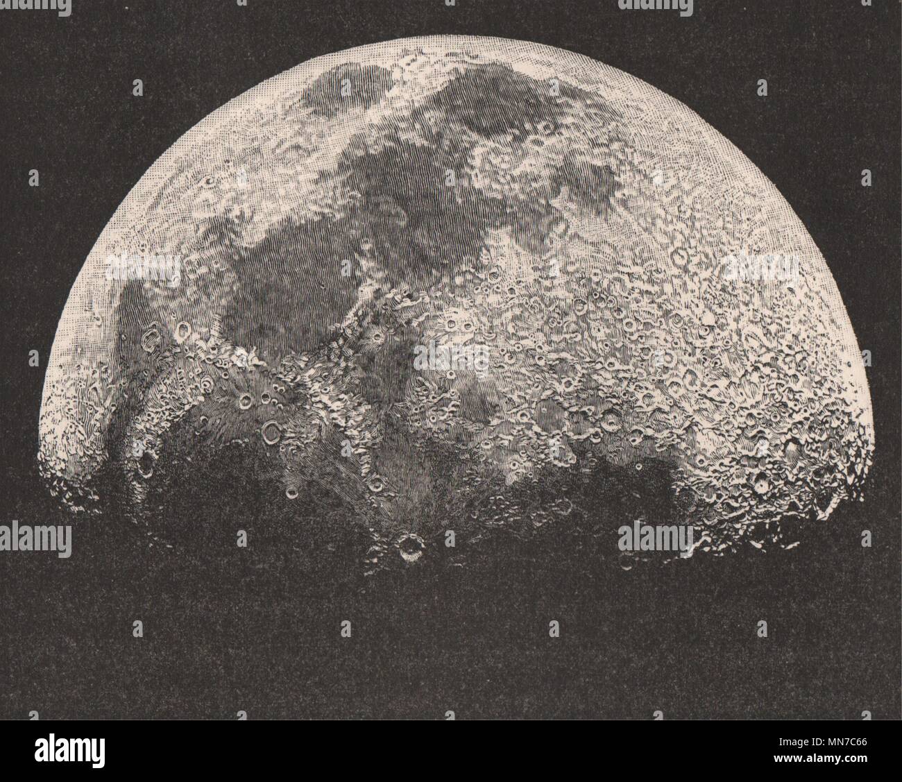 The Moon. Astronomy 1888 old antique vintage print picture Stock Photo ...