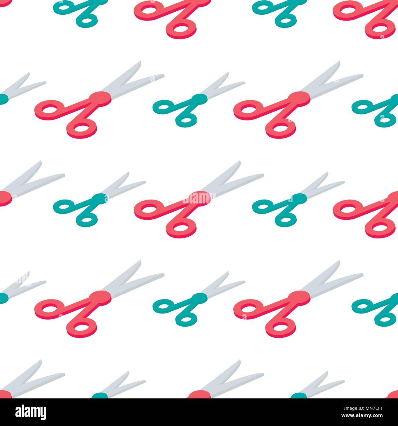 Seamlees pattern with Isometric 3d school supplies, scissors. Vector ...