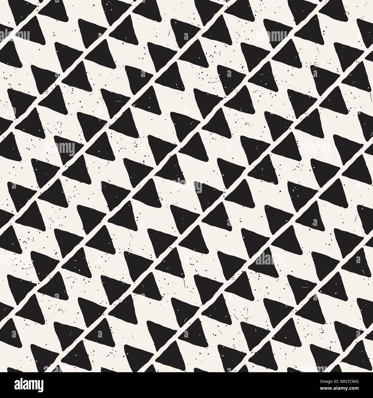 Hand drawn style abstract seamless pattern in black and white. Retro ...